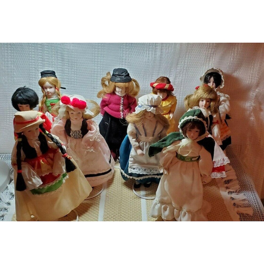 Children of the World Porcelain Doll Collection W/stands Set of 10 ...