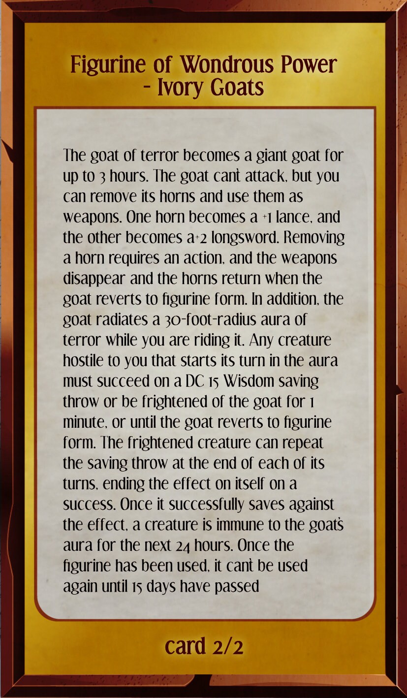 Figurine of Wonderous Power Ivory Goats Dnd Magic Item Prop Dungeons ...