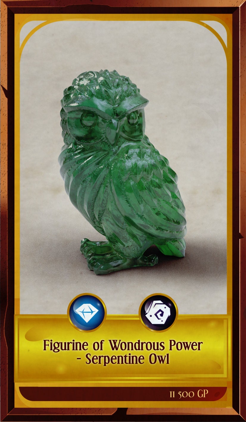 Figurine of Wonderous Power Serpentine Owl Dnd Magic Item Prop Dungeons ...