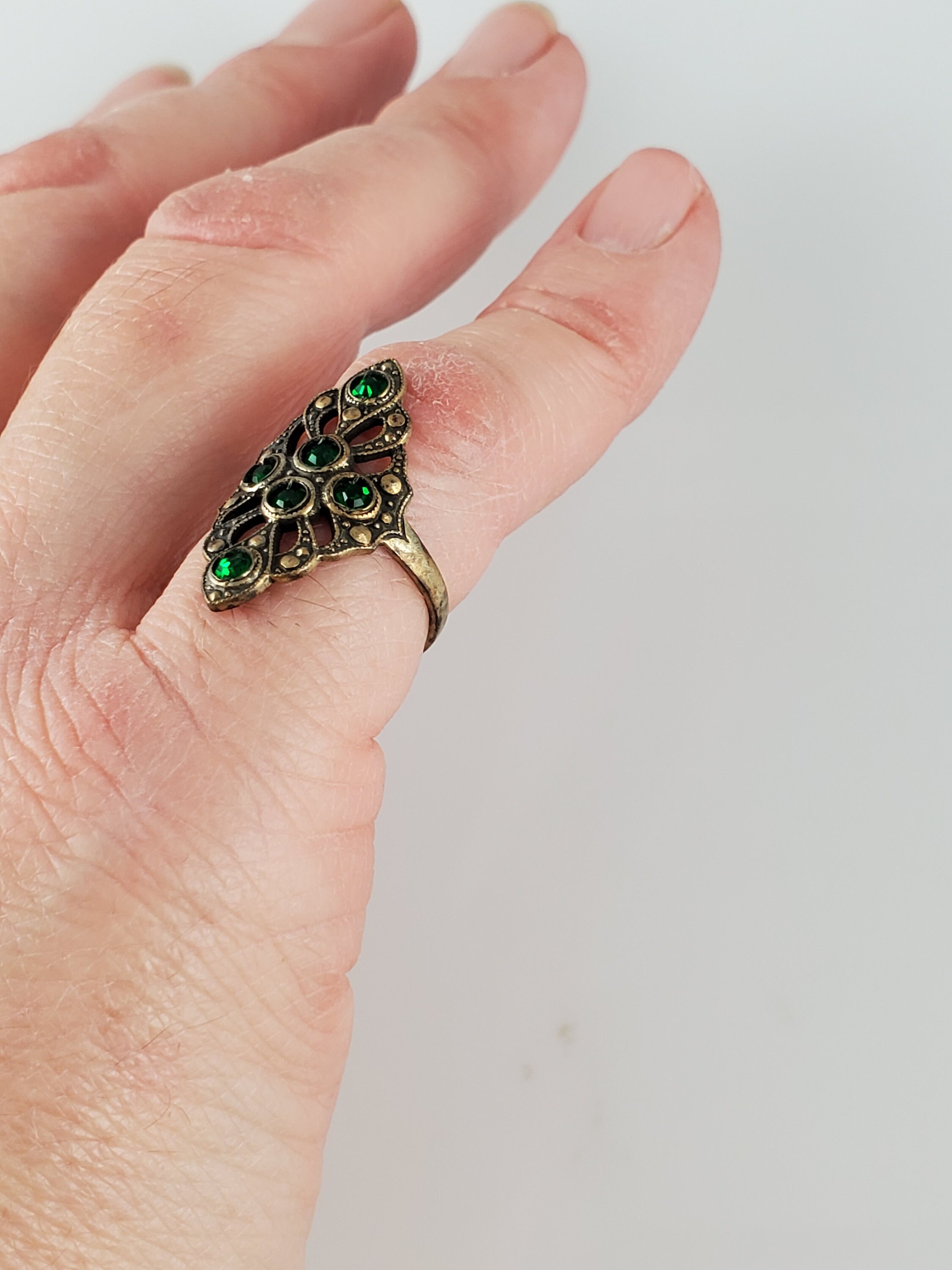 Vintage Nemco Art Deco Emeralds Sterling Ring R6 - Etsy