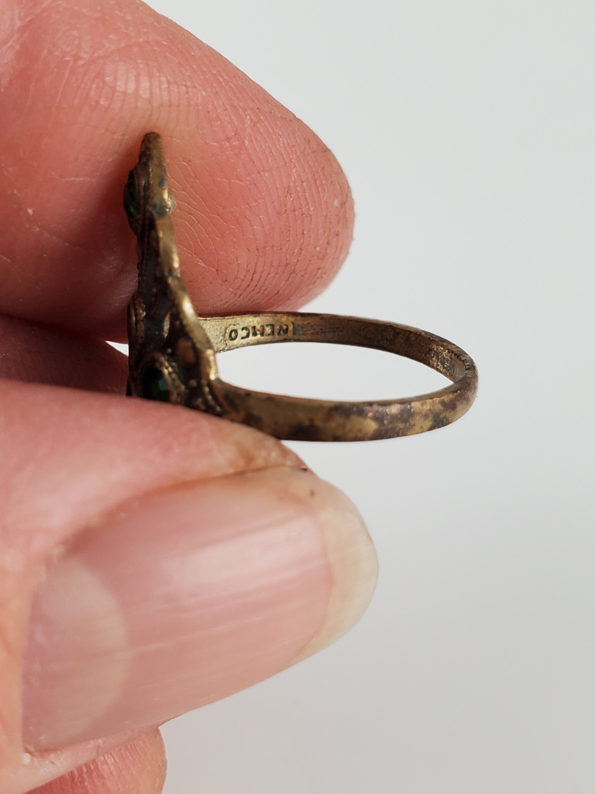 Vintage Nemco Art Deco Emeralds Sterling Ring R6 | Etsy