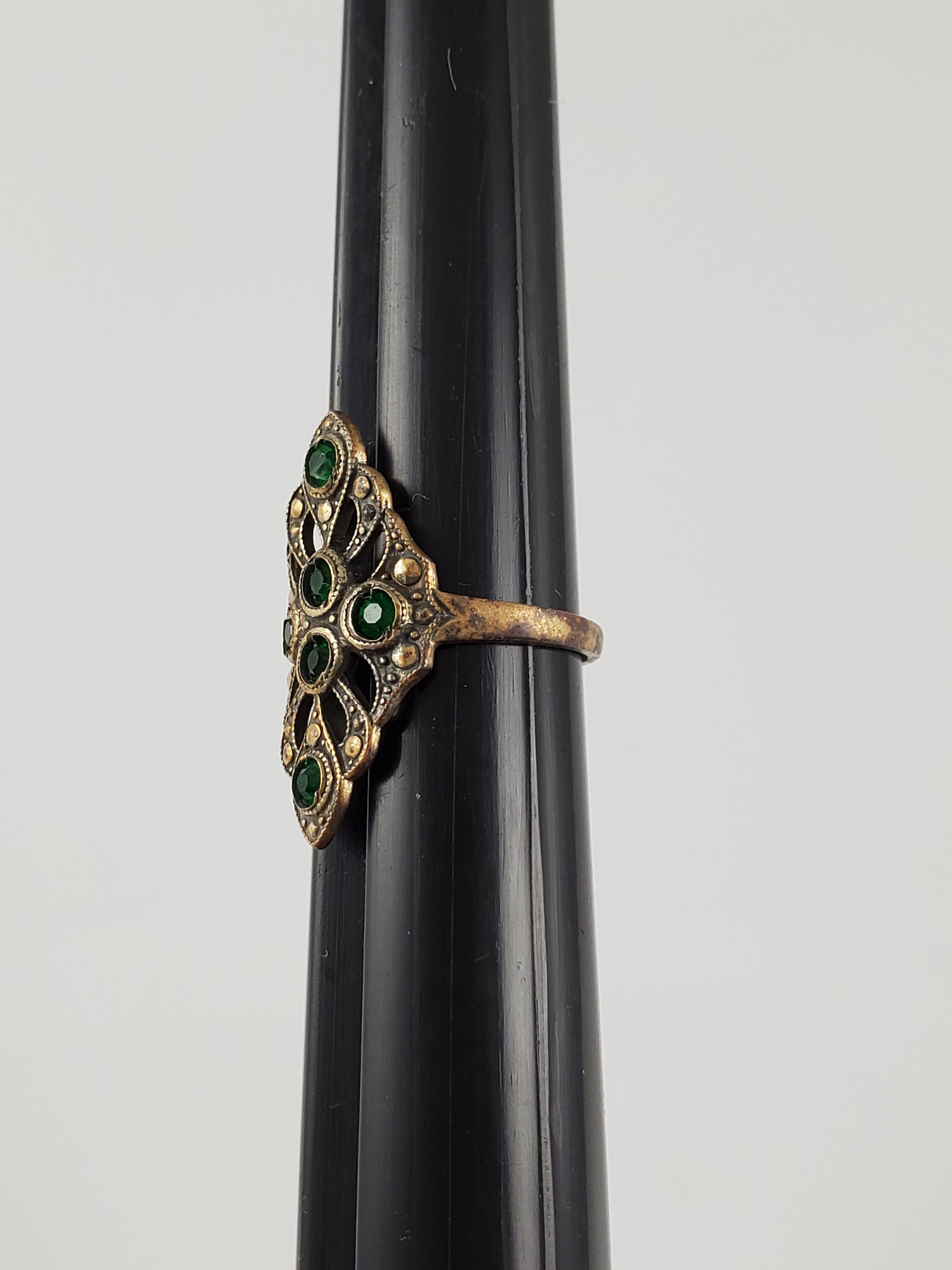 Vintage Nemco Art Deco Emeralds Sterling Ring R6 - Etsy