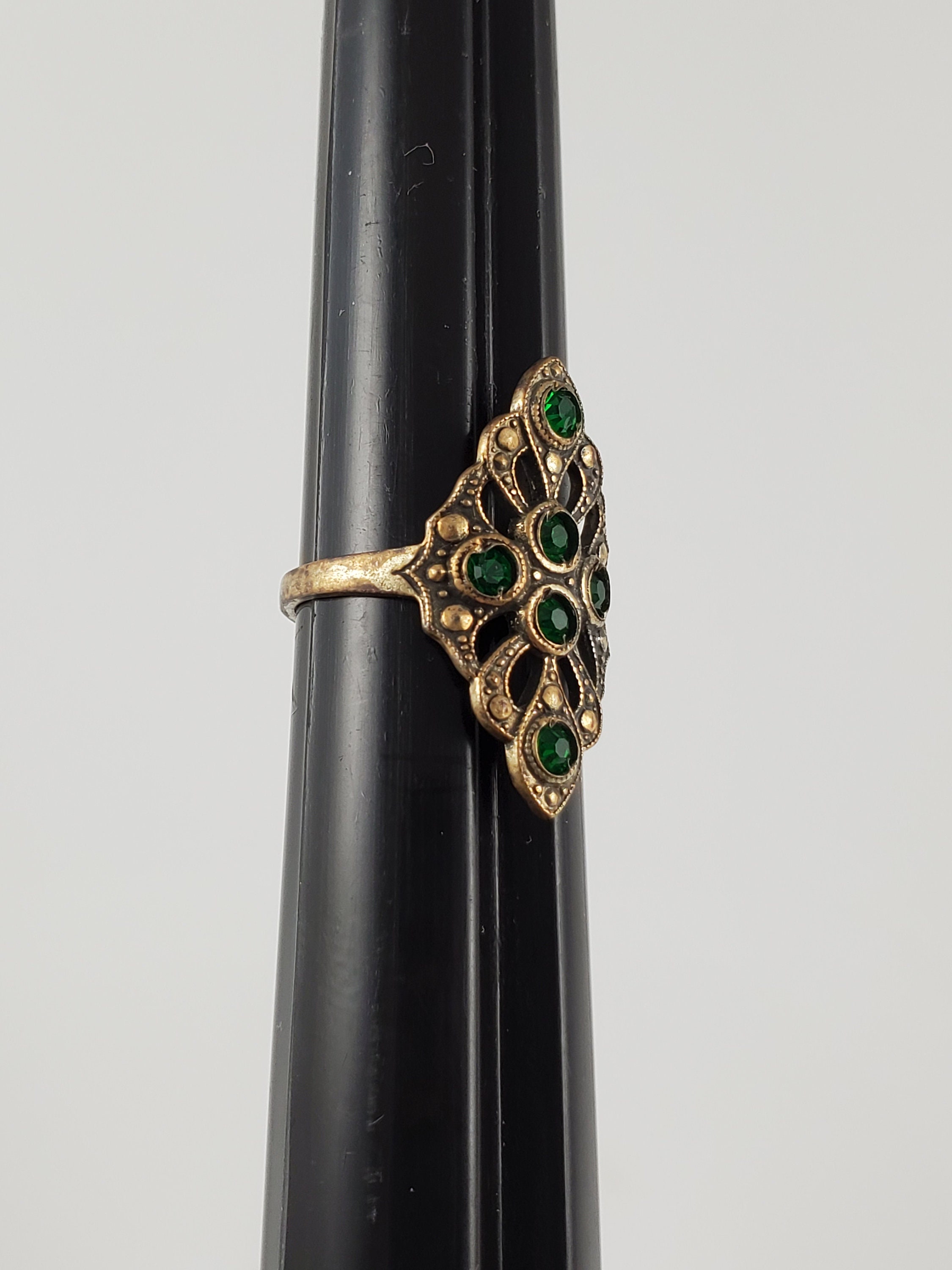Vintage Nemco Art Deco Emeralds Sterling Ring R6 - Etsy