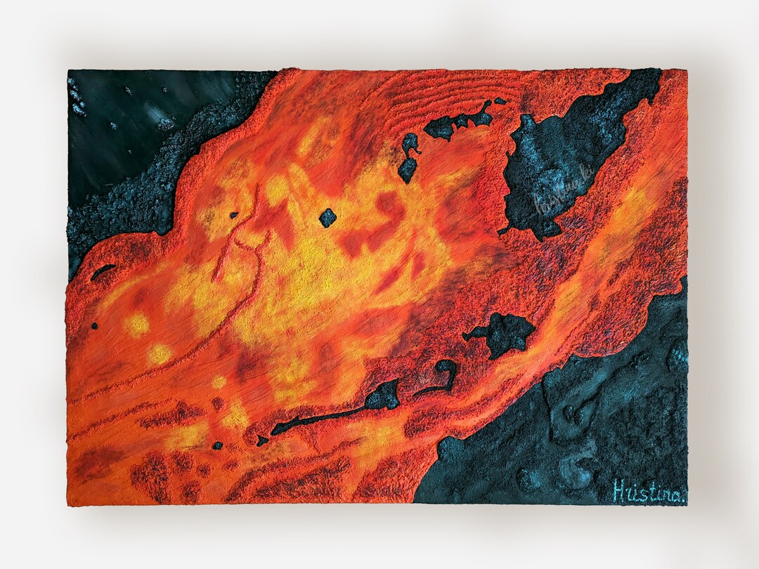 The Falling - Abstract Lava Flow Painting - Acrylic on Textured Canvas ...