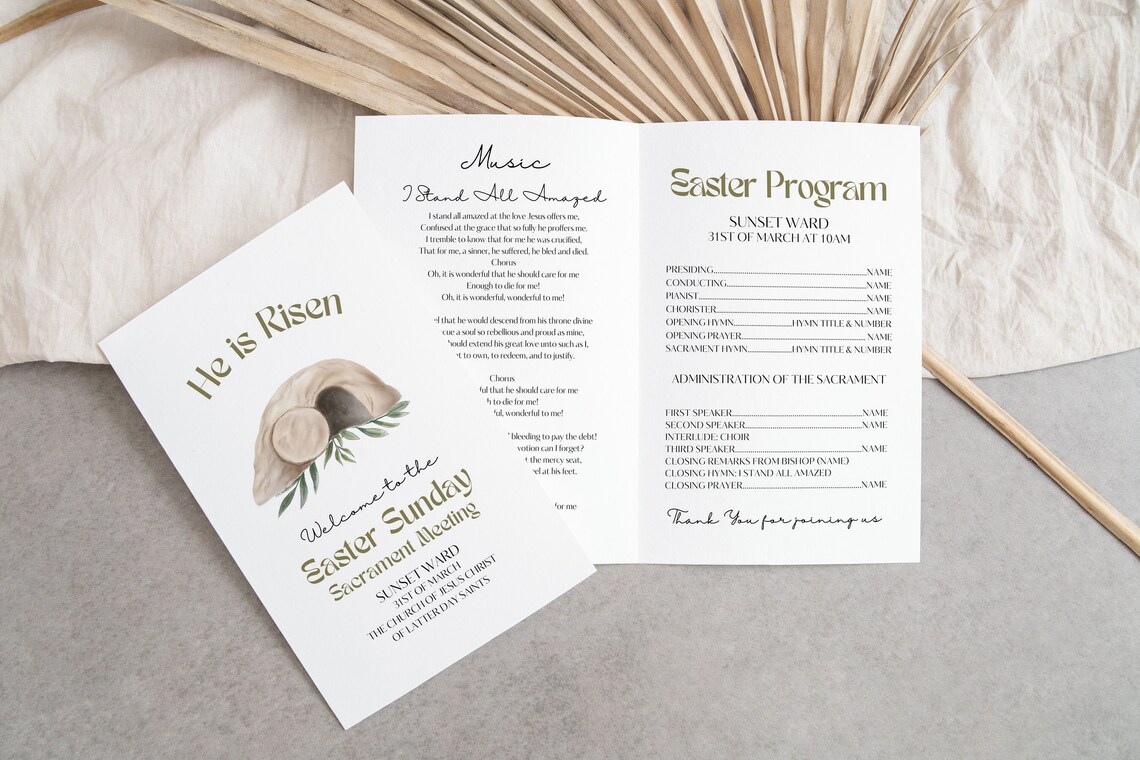 LDS Easter Sacrament Meeting Program, LDS Easter Easter Program, Church Easter Program, Neutral ...