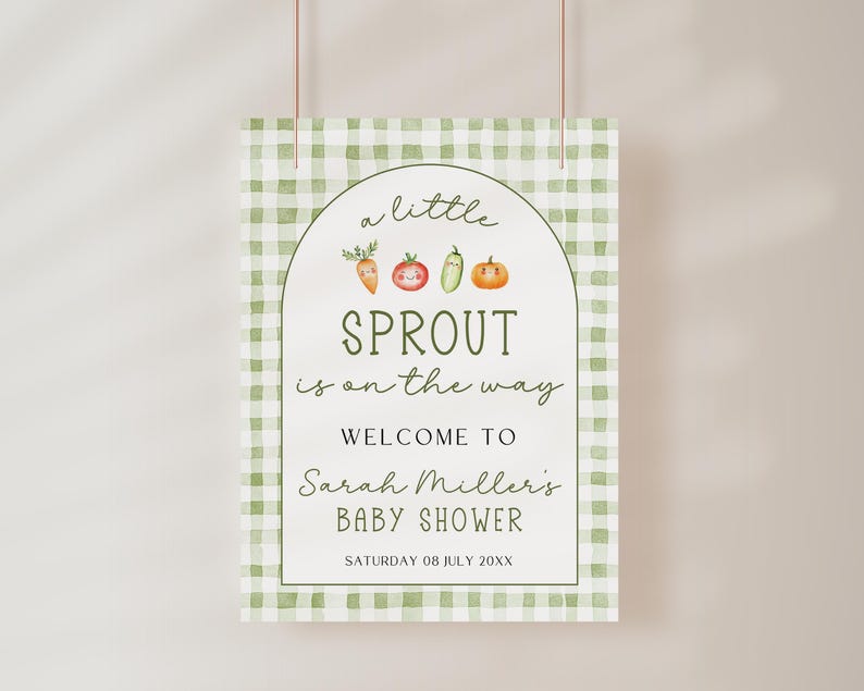 Little Sprout Baby Shower Welcome Sign, Farmers Market Baby Shower ...