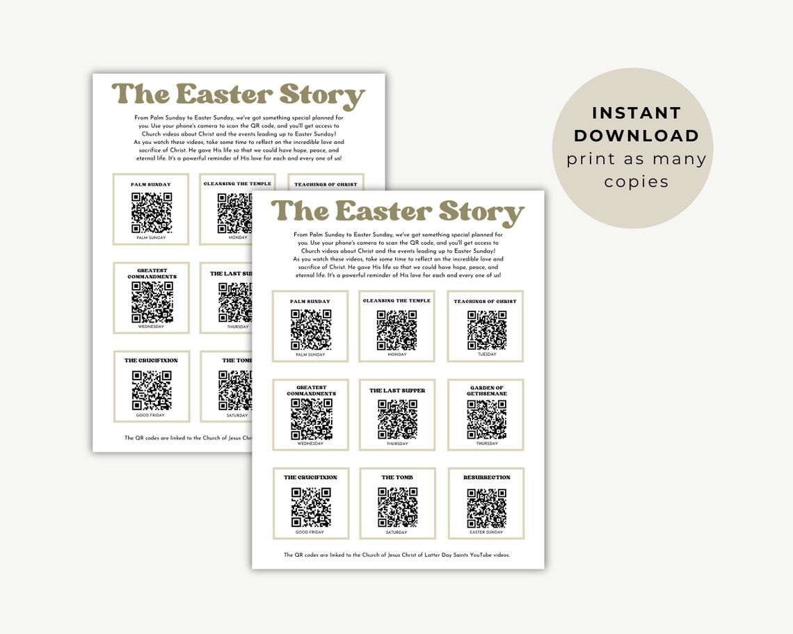 LDS Youth Easter Handout, LDS Easter Videos Countdown QR Code Handout ...