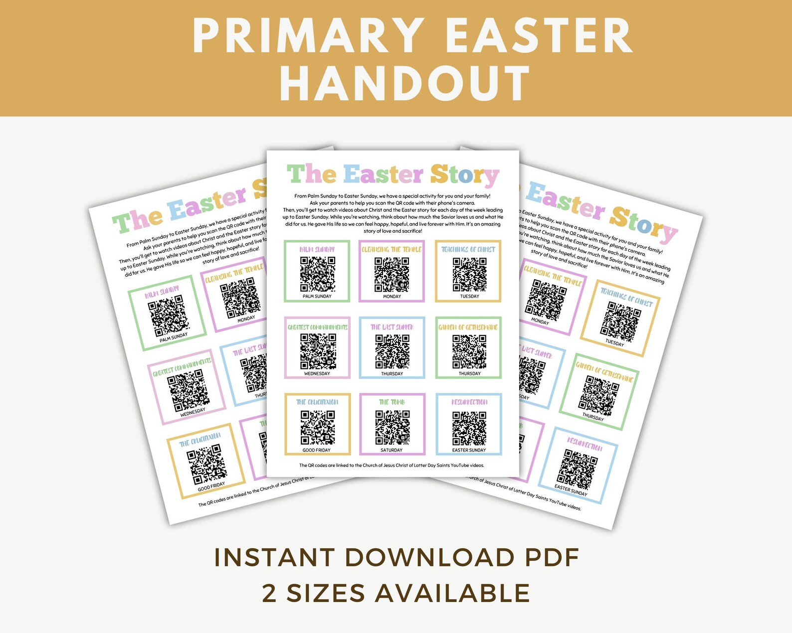 LDS Easter Handout for Primary, LDS Easter Videos Countdown QR Code ...