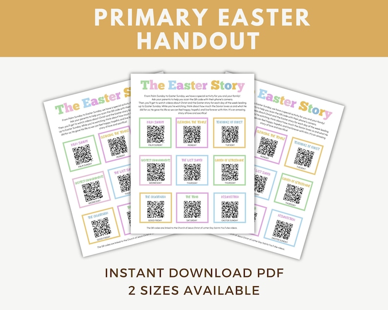 LDS Easter Handout for Primary, LDS Easter Videos Countdown QR Code ...