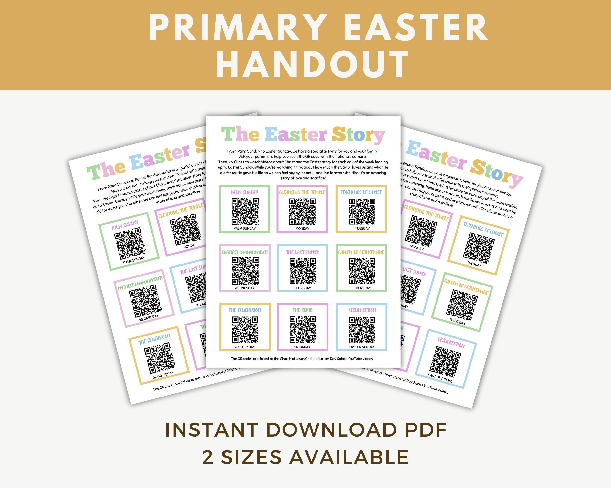 LDS Easter Handout for Primary, LDS Easter Videos Countdown QR Code ...