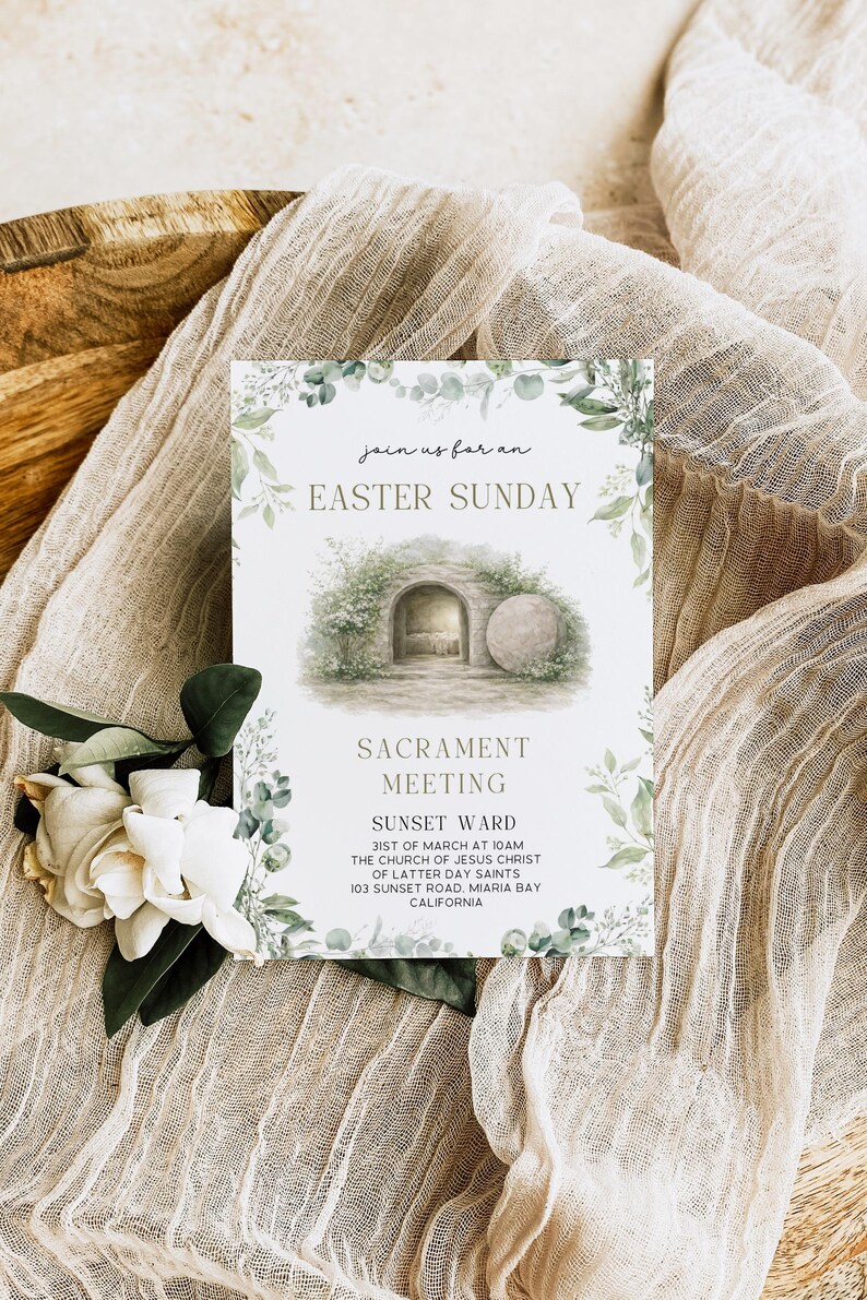 LDS Easter Invitation, Greenery, 5x7" Canva Template (digital Download ...