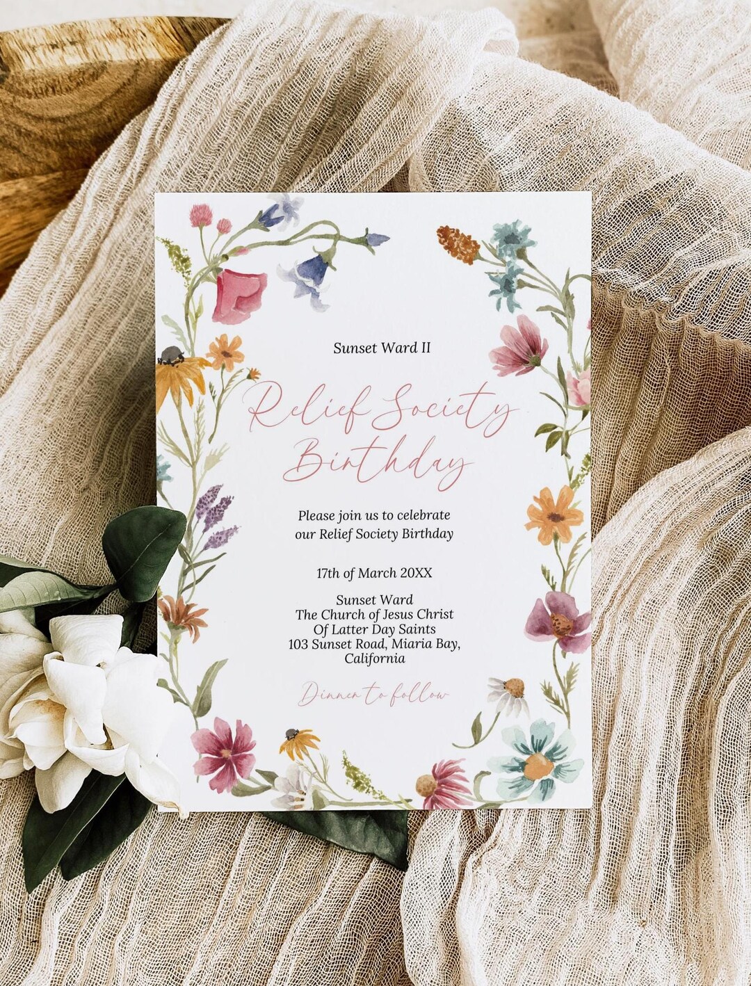 Relief Society Birthday Invitation, Canva Template, LDS RS Worldwide ...