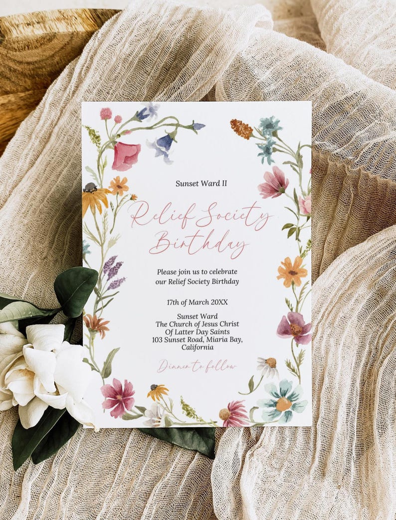 Relief Society Birthday Invitation, Canva Template, LDS RS Worldwide ...