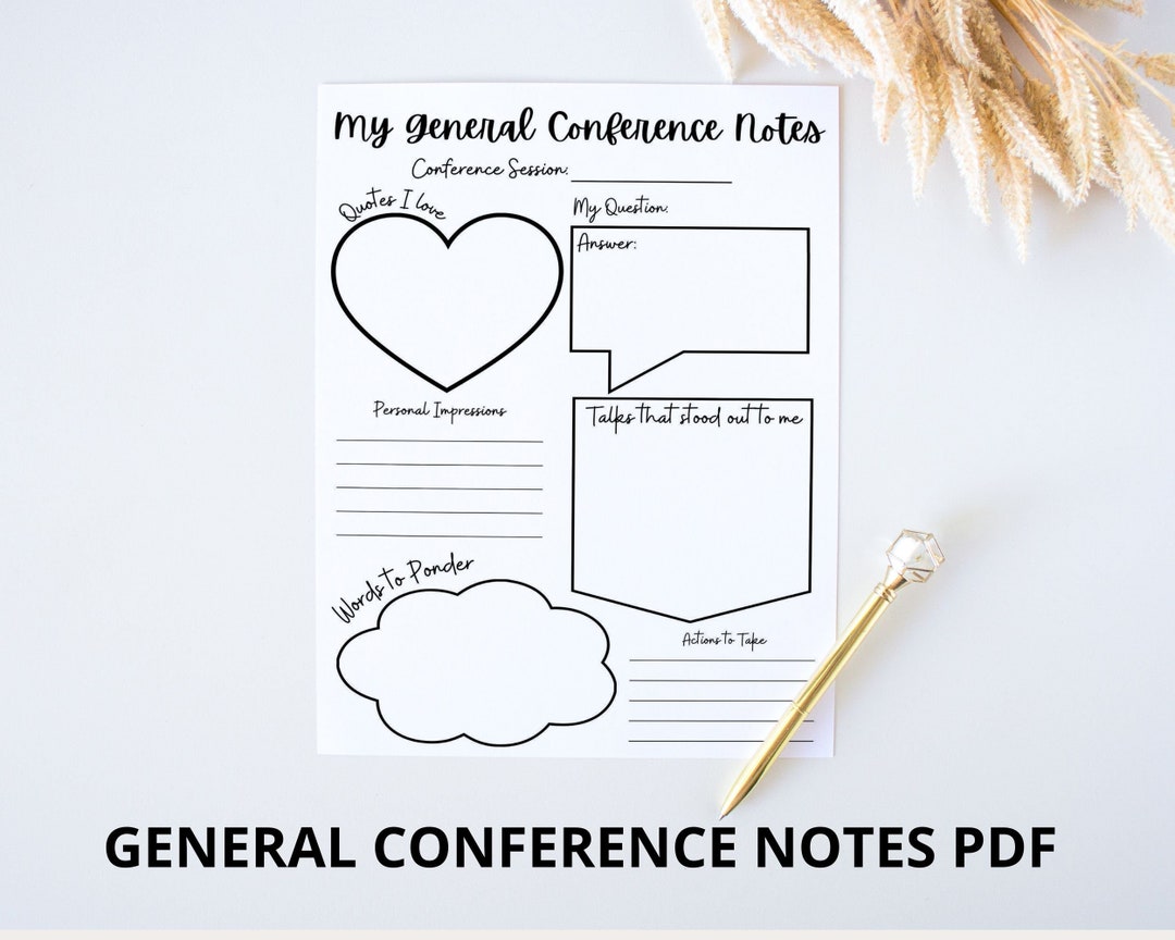 General Conference Notes Printable, General Conference Note, Journal ...