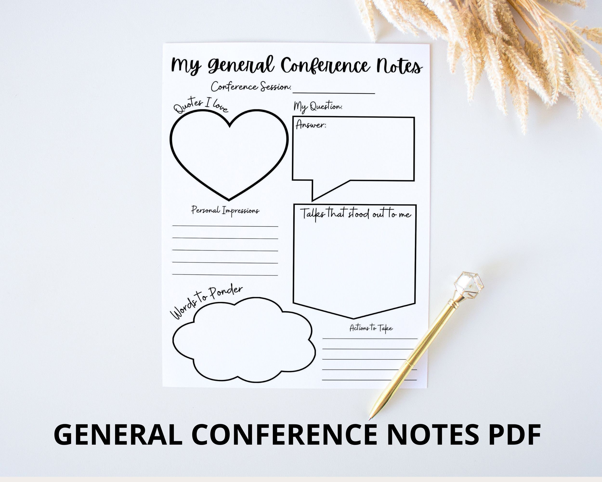 General Conference Notes Printable, General Conference Note, Journal ...
