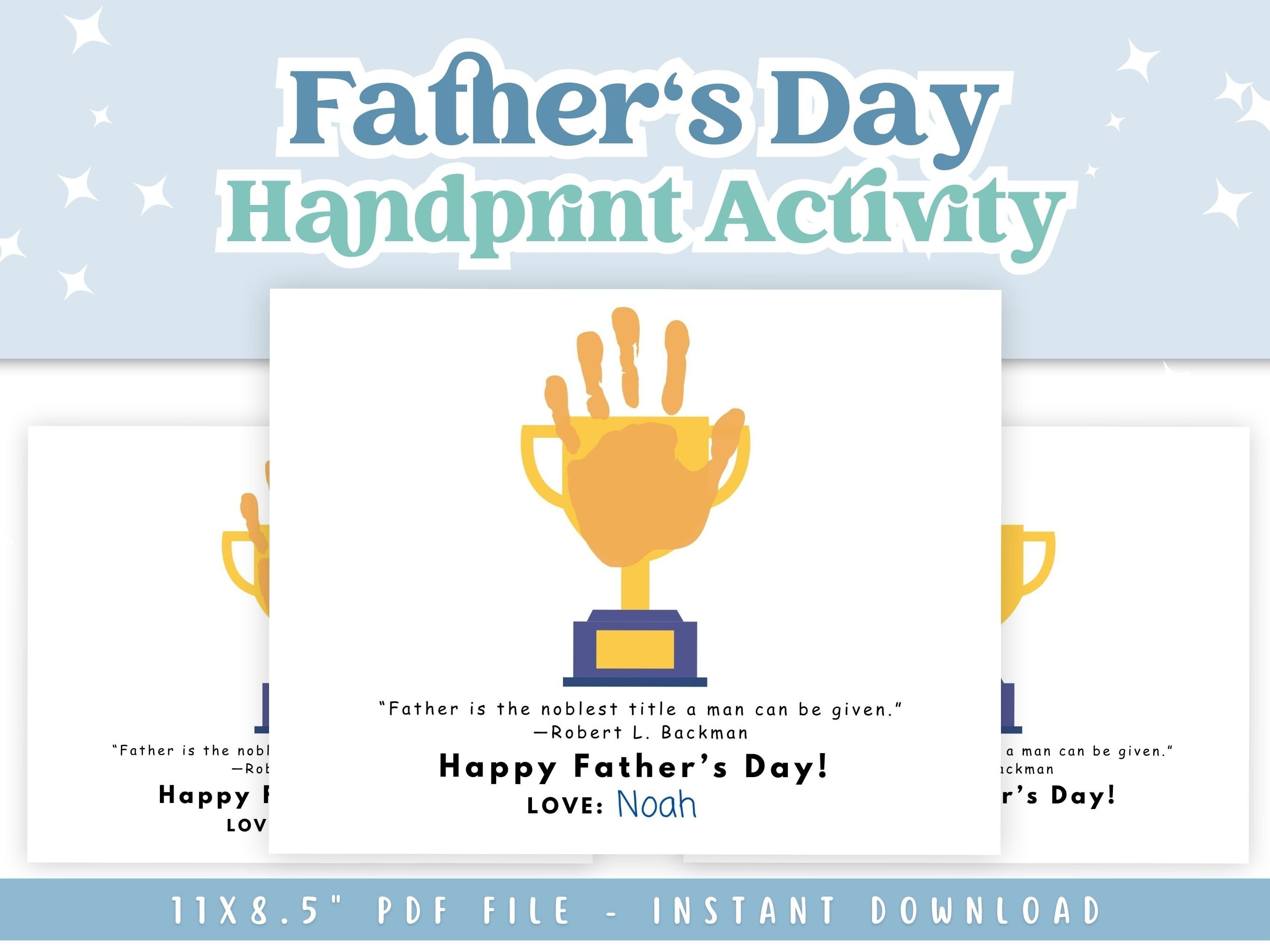 LDS Primary Father's Day Activity, Trophy Father's Day Hand Print Craft ...