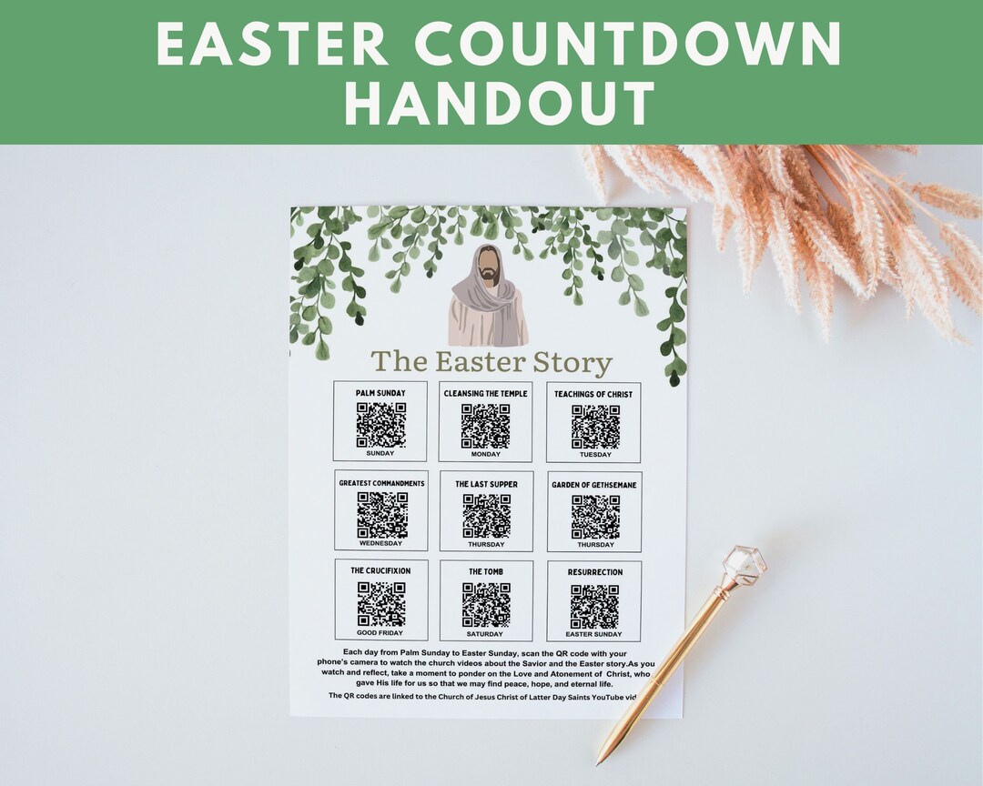 LDS Youth Easter Handout, LDS Easter Videos Countdown QR Code Handout ...