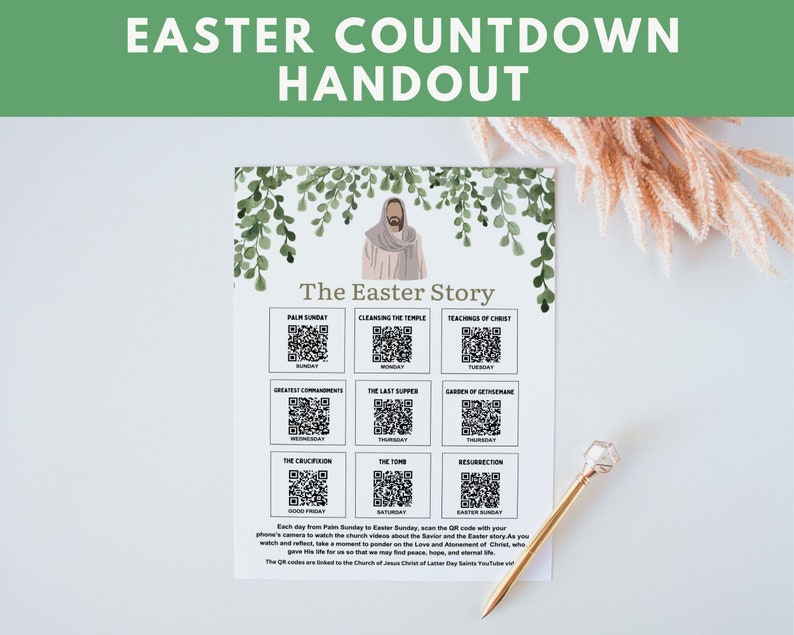 LDS Youth Easter Handout, LDS Easter Videos Countdown QR Code Handout ...