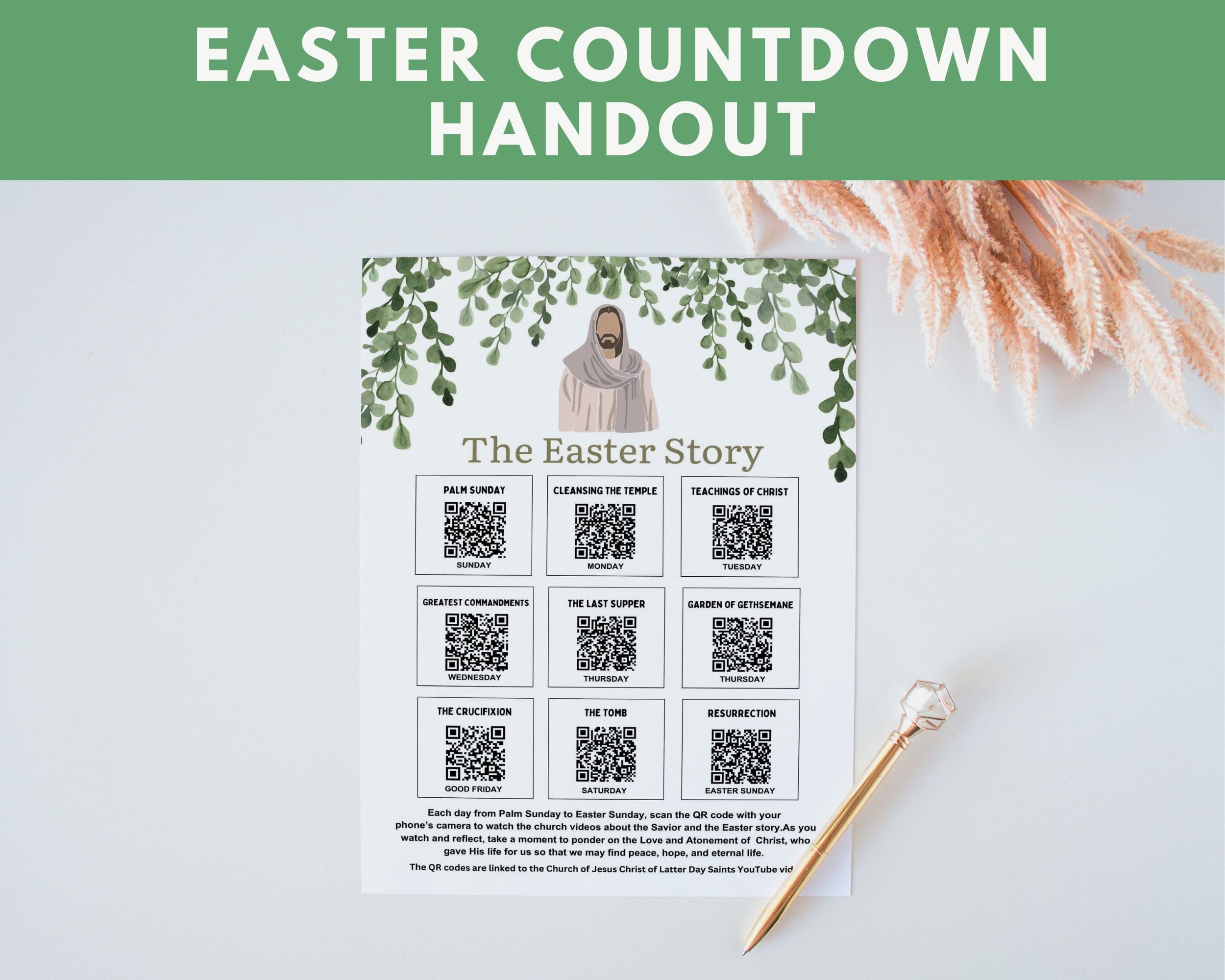 LDS Youth Easter Handout, LDS Easter Videos Countdown QR Code Handout ...