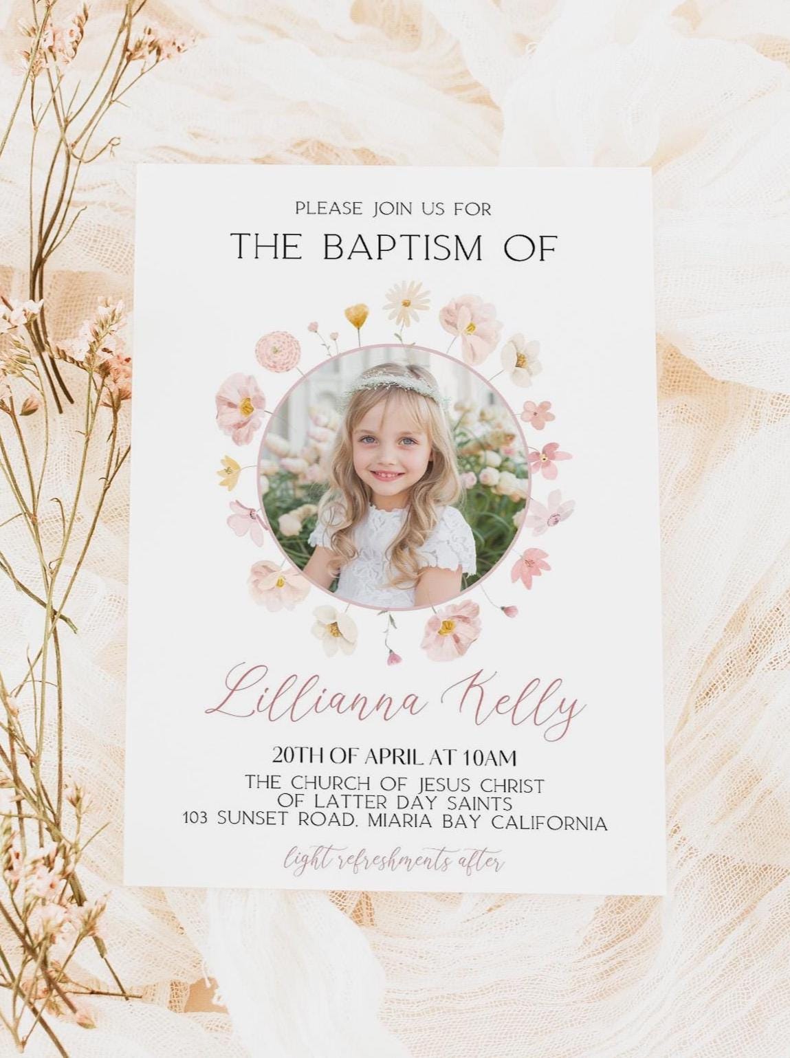 LDS Baptism Invitation Girl, Baptism Invite LDS, Great to Be 8, LDS ...