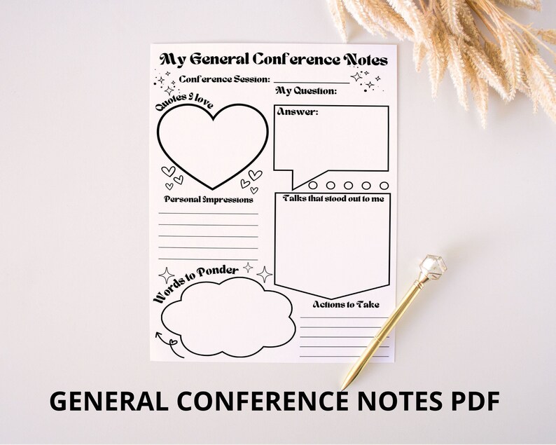 General Conference Notes Printable, Doodle General Conference Note ...