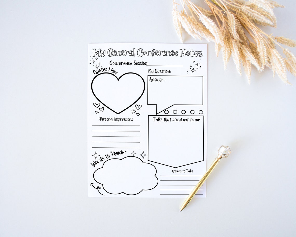General Conference Notes Printable, Coloring General Conference Note ...