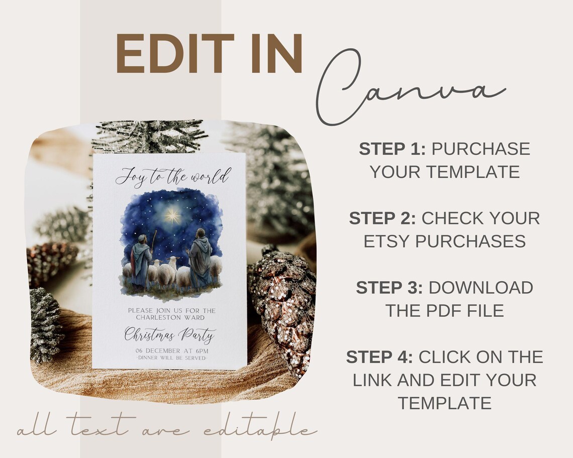 LDS Christmas Ward Party Invitation, Christmas Party Template, LDS ...