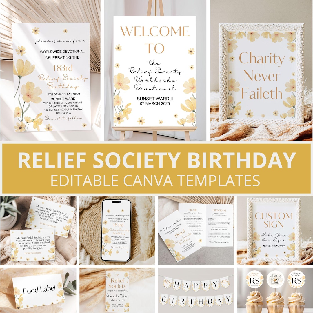 Relief Society Invitation Bundle, LDS Relief Society Birthday ...