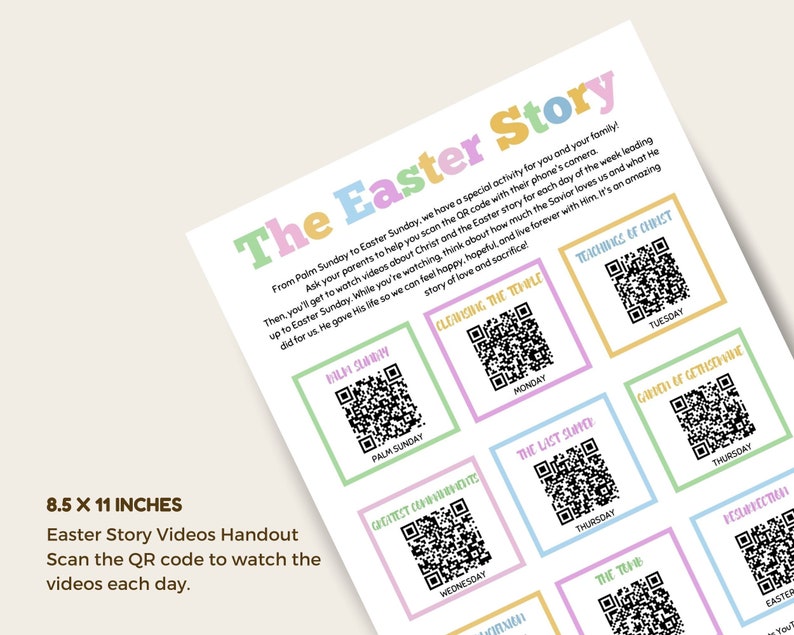 LDS Easter Handout for Primary, LDS Easter Videos Countdown QR Code ...
