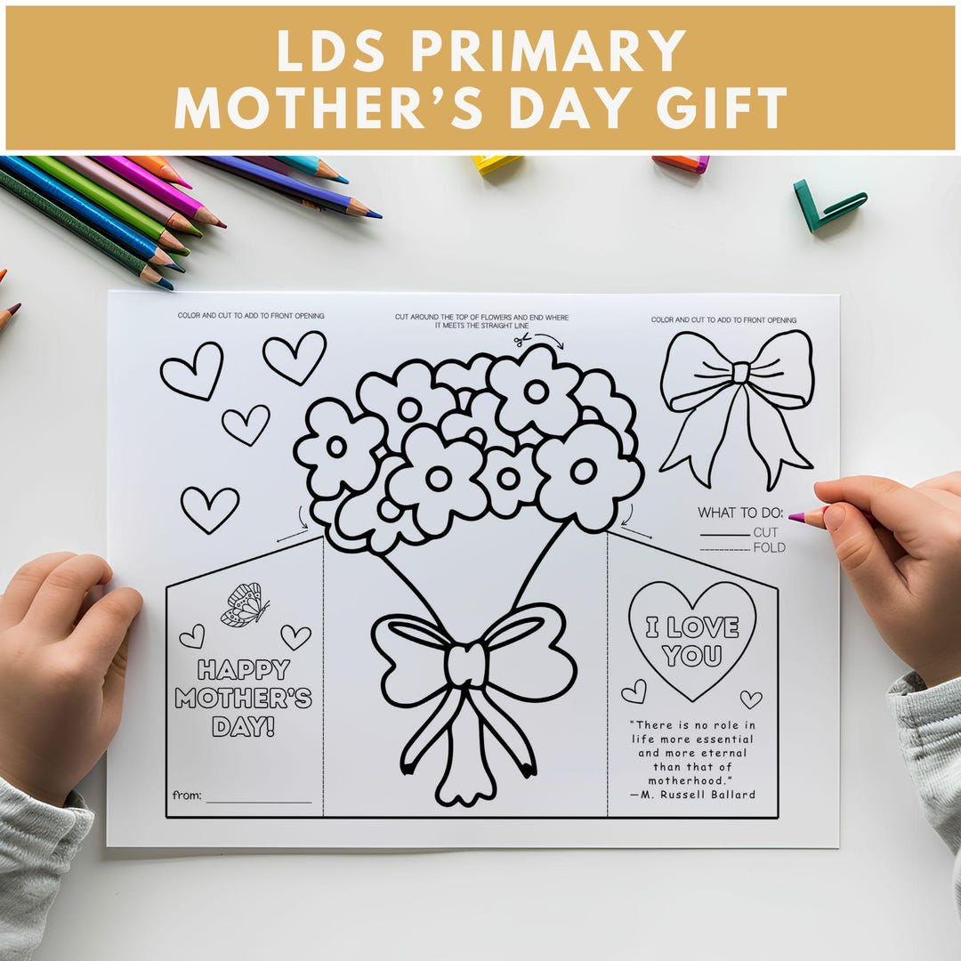 LDS Primary Mothers Day Card, Primary Mother's Day Worksheet, Mother's ...