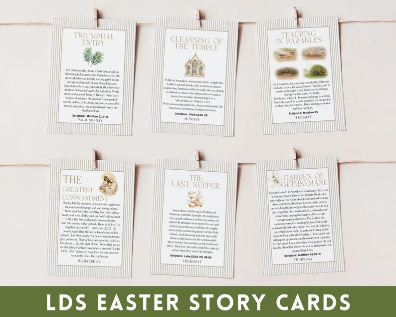 LDS Easter Countdown Cards, Holy Week Story, 5x7", Digital Download - Etsy