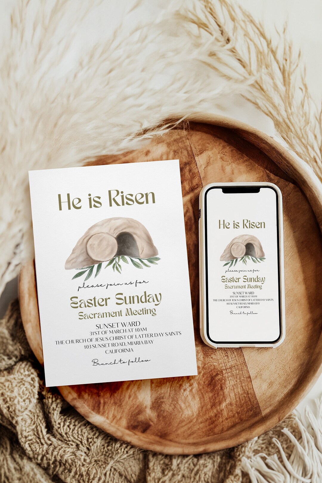 LDS Easter Invitation, Canva Template, LDS Easter Invitation, He is ...