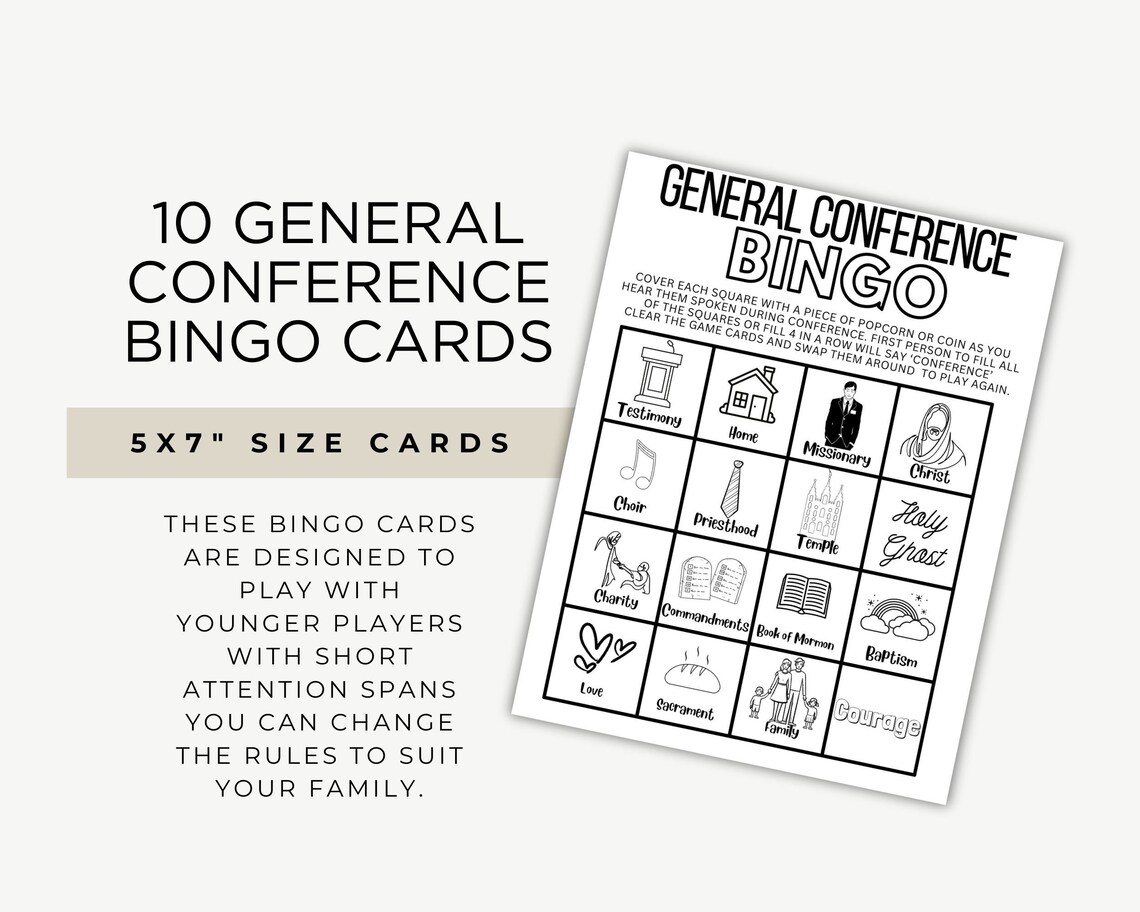 General Conference Bingo Cards, Primary General Conference, Kids ...