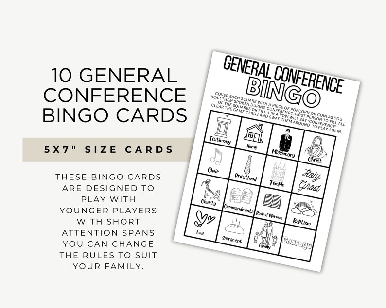 General Conference Bingo Cards, Primary General Conference, Kids ...
