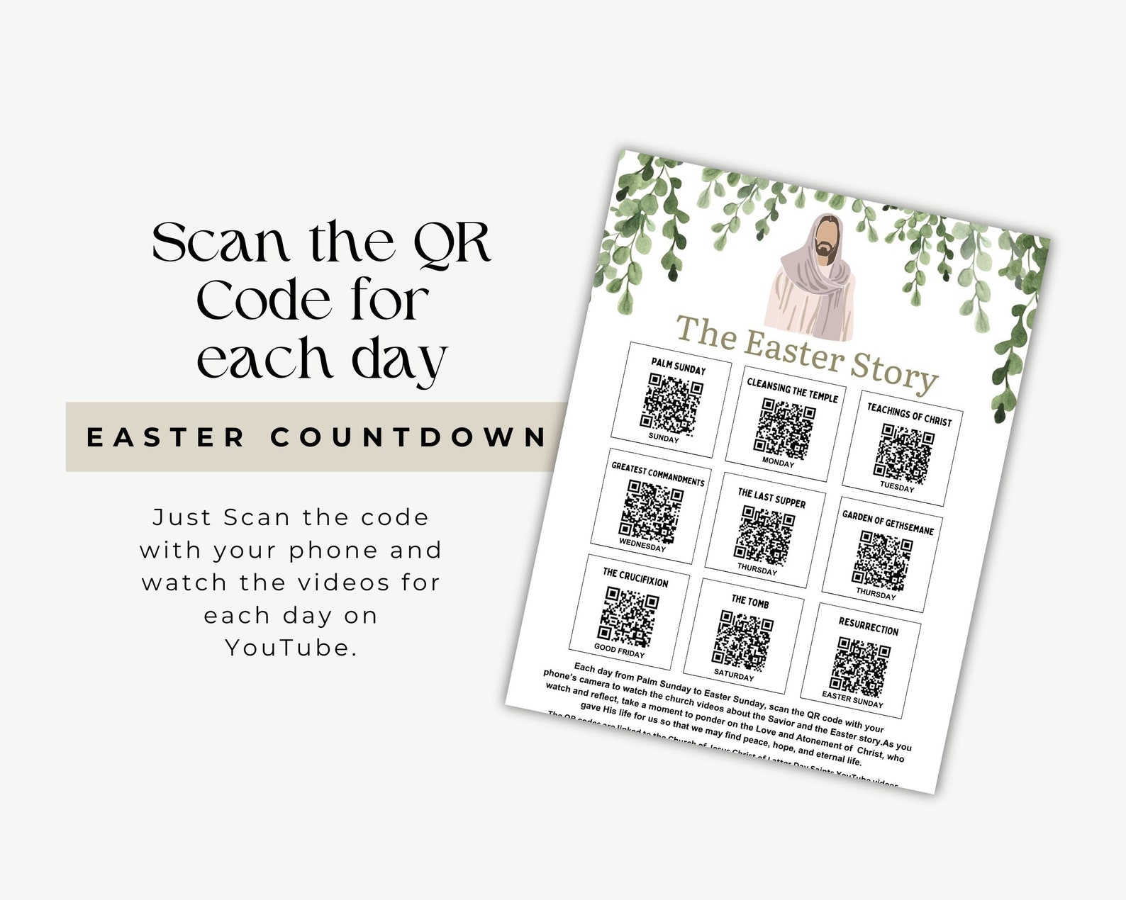 LDS Youth Easter Handout, LDS Easter Videos Countdown QR Code Handout ...