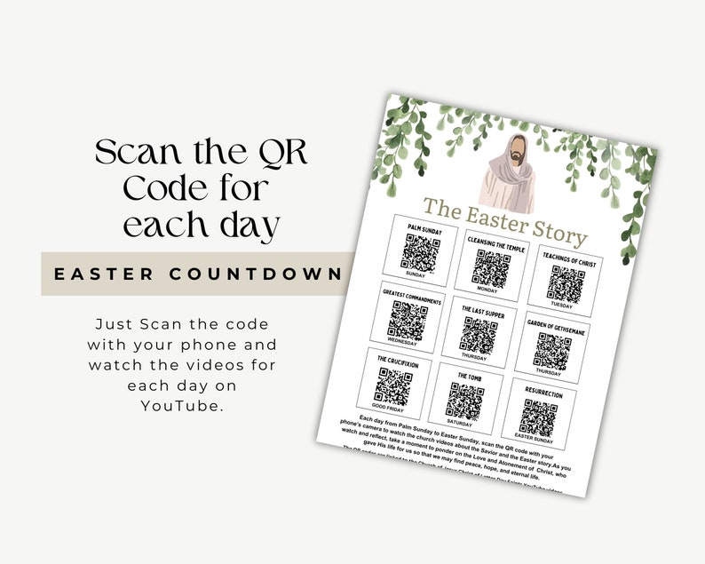 LDS Youth Easter Handout, LDS Easter Videos Countdown QR Code Handout ...