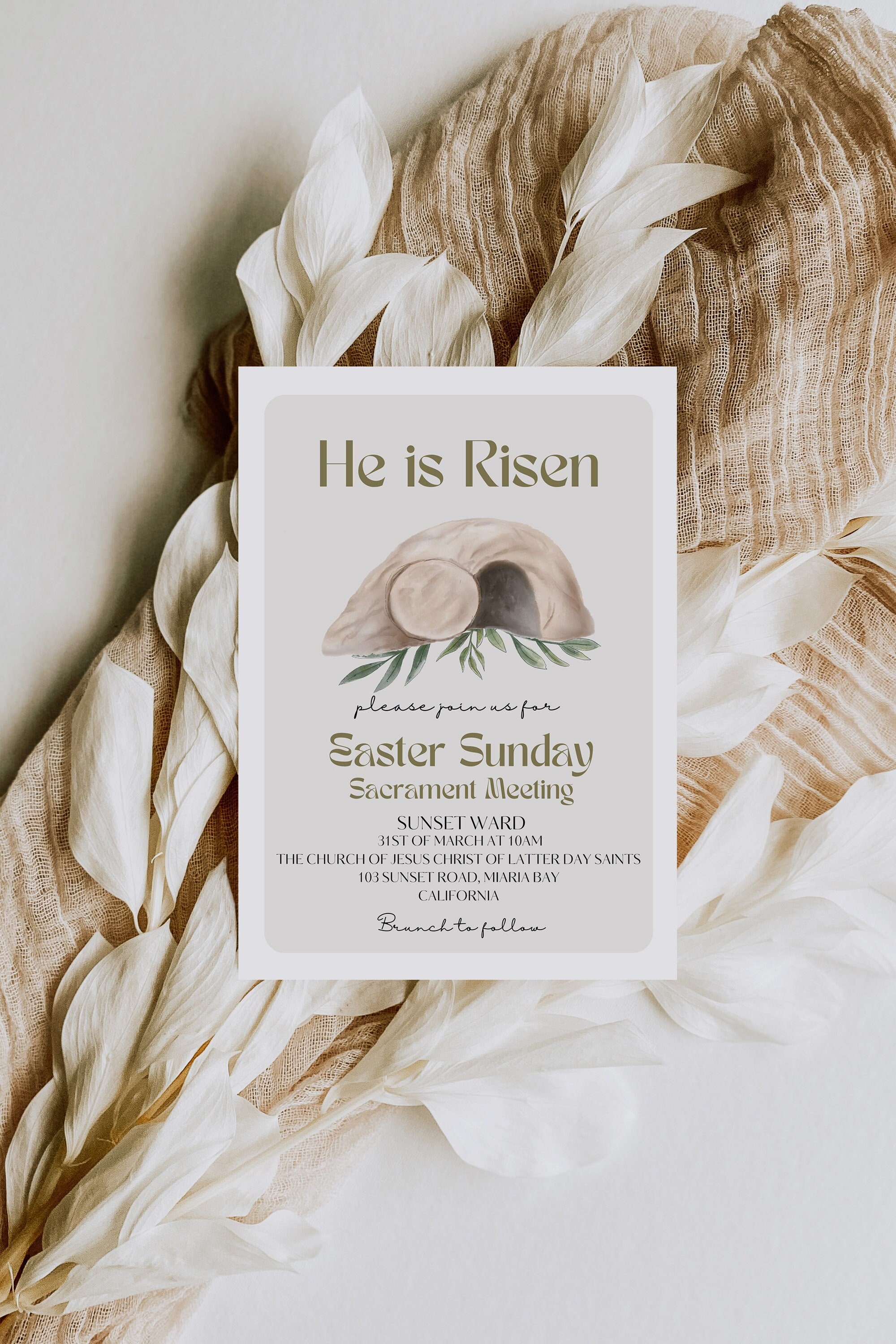 LDS Easter Invitation, Canva Template, LDS Easter Invitation, He is ...