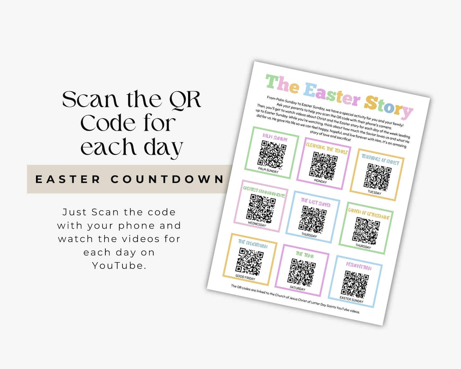 LDS Easter Handout for Primary, LDS Easter Videos Countdown QR Code ...