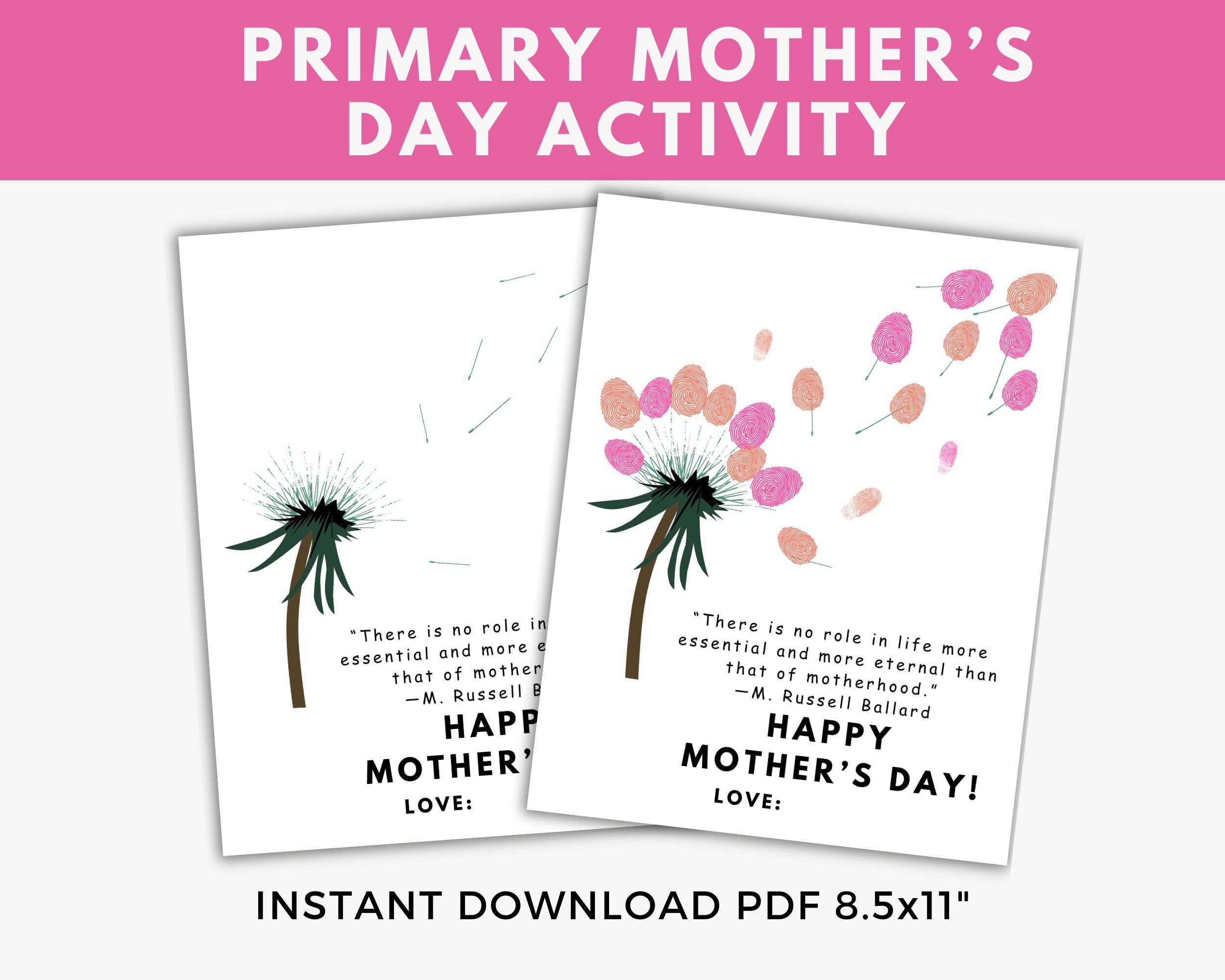 LDS Primary Mothers Day Activity, Primary Mother's Day Hand Print Craft ...