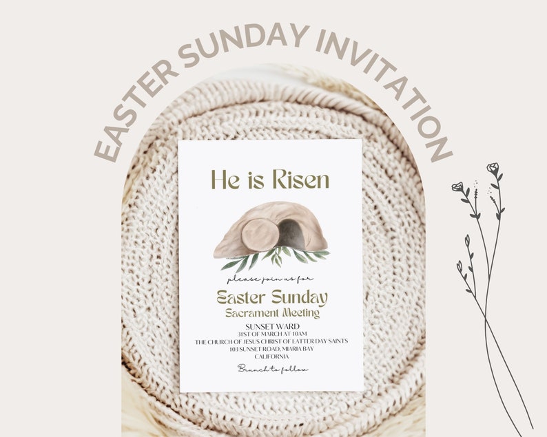 LDS Easter Invitation, Canva Template, LDS Easter Invitation, He is ...