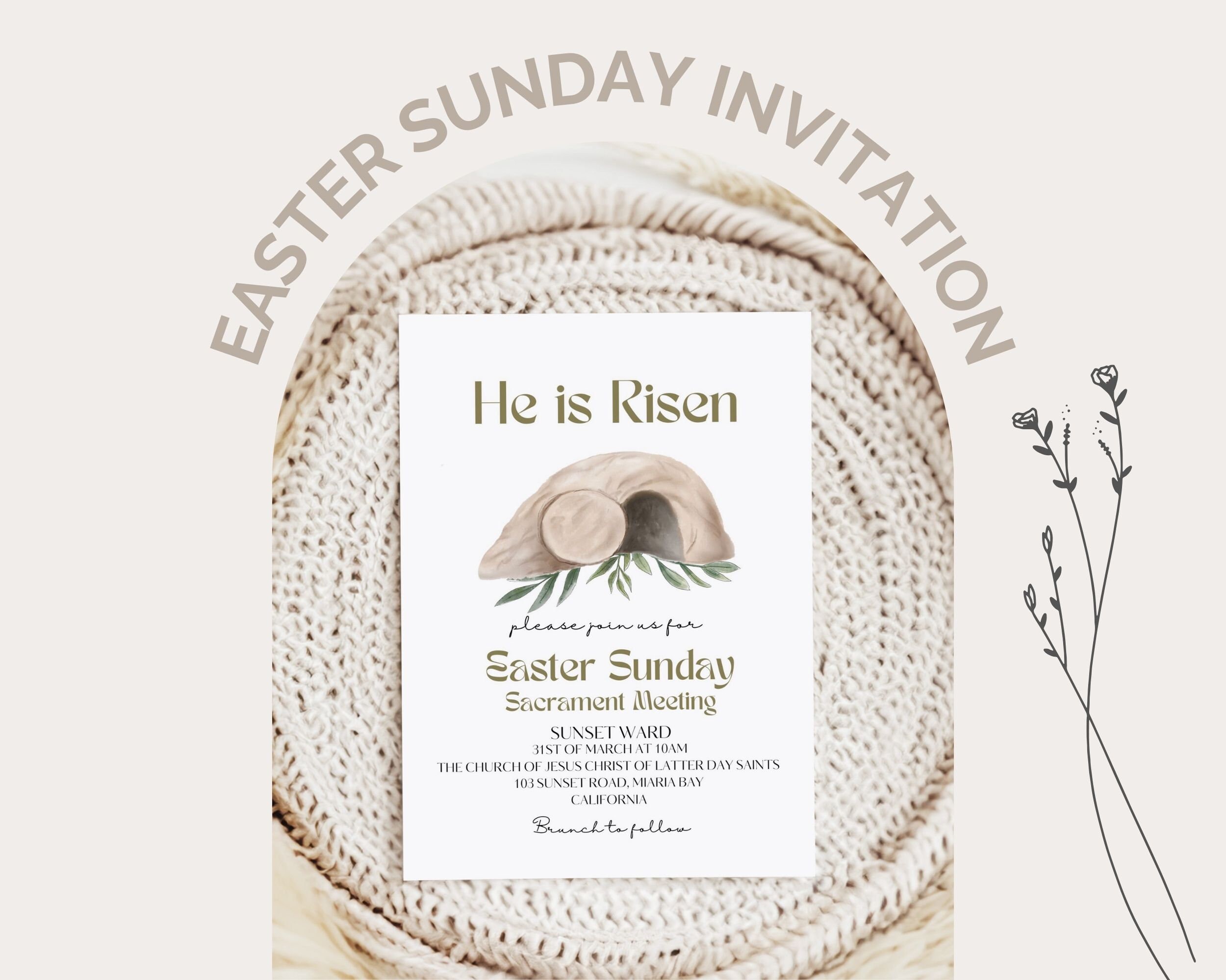 LDS Easter Invitation, Canva Template, LDS Easter Invitation, He is ...