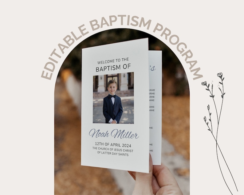 LDS Baptism Program Boy, Baptism Program for Boy, Great to Be 8, Blue ...