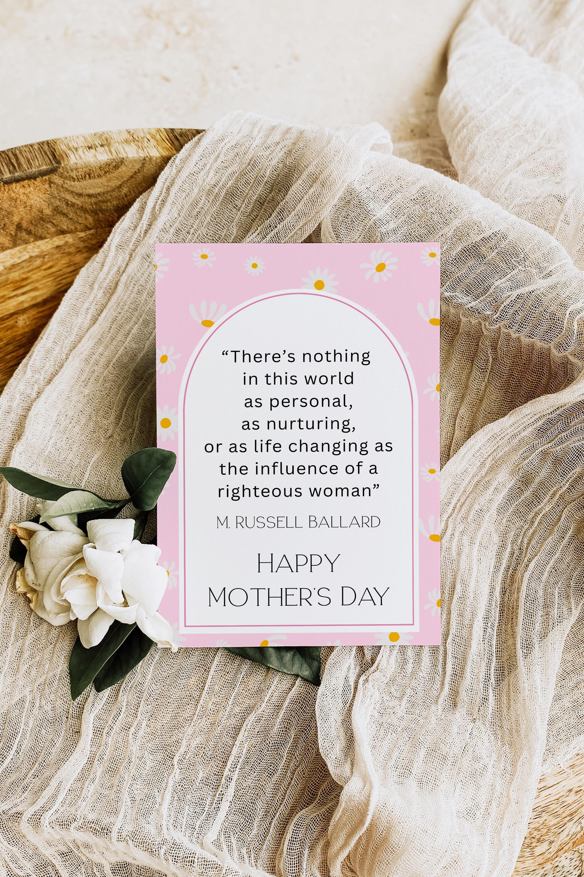 LDS Mother's Day Quote Card, LDS Mother's Day Handout, Mother's Day ...