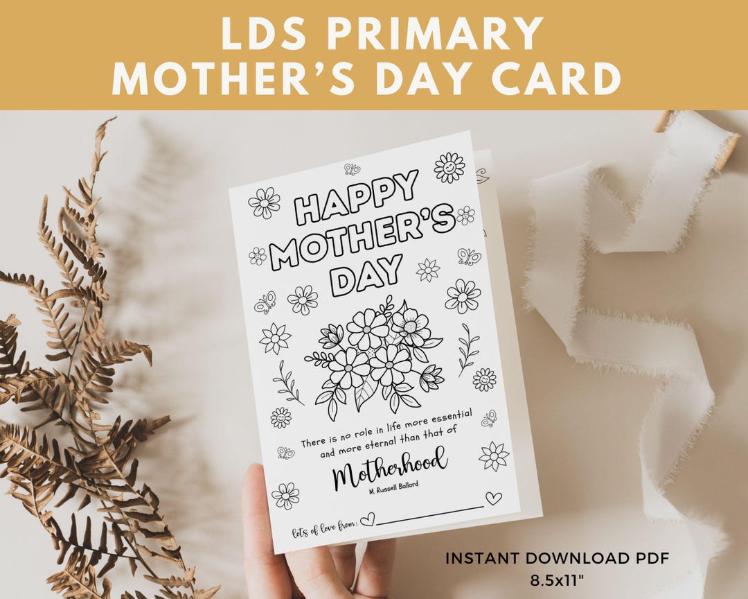LDS Primary Mothers Day Card, Primary Mother's Day Worksheet, Mother's ...