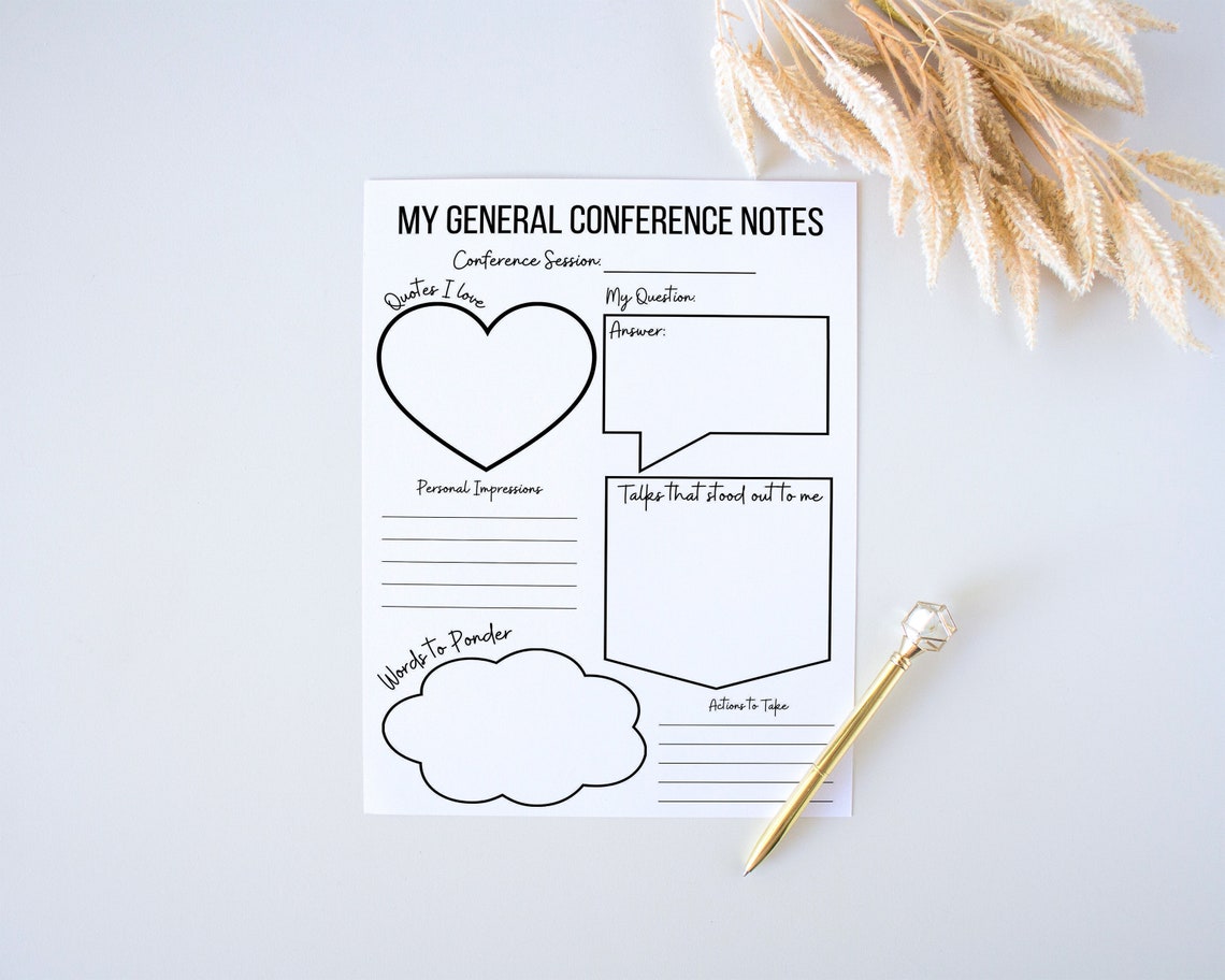 General Conference Notes Printable, General Conference Note, Journal ...