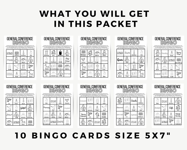 General Conference Bingo Cards, Primary General Conference, Kids ...