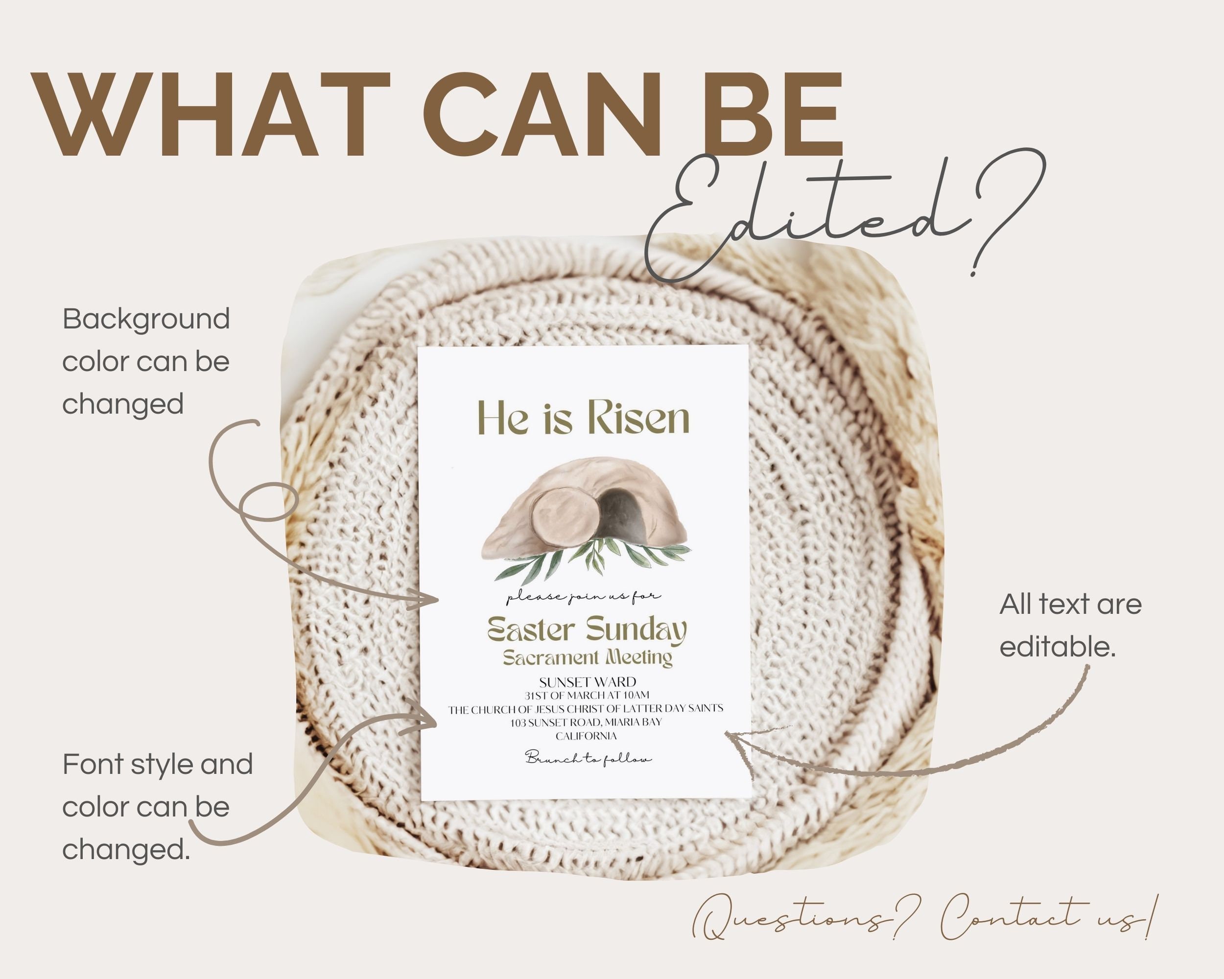 LDS Easter Invitation, Canva Template, LDS Easter Invitation, He is ...