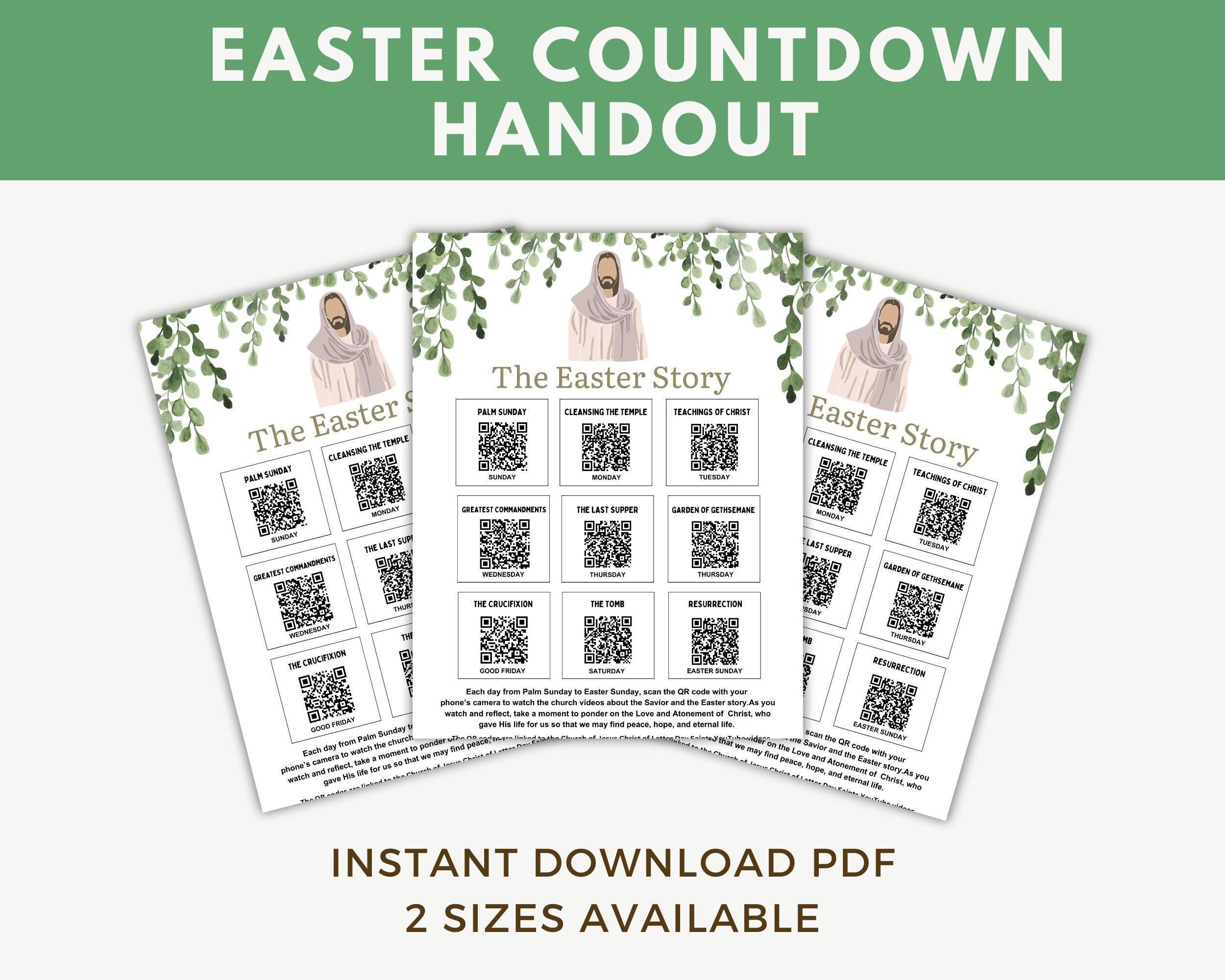 LDS Youth Easter Handout, LDS Easter Videos Countdown QR Code Handout ...