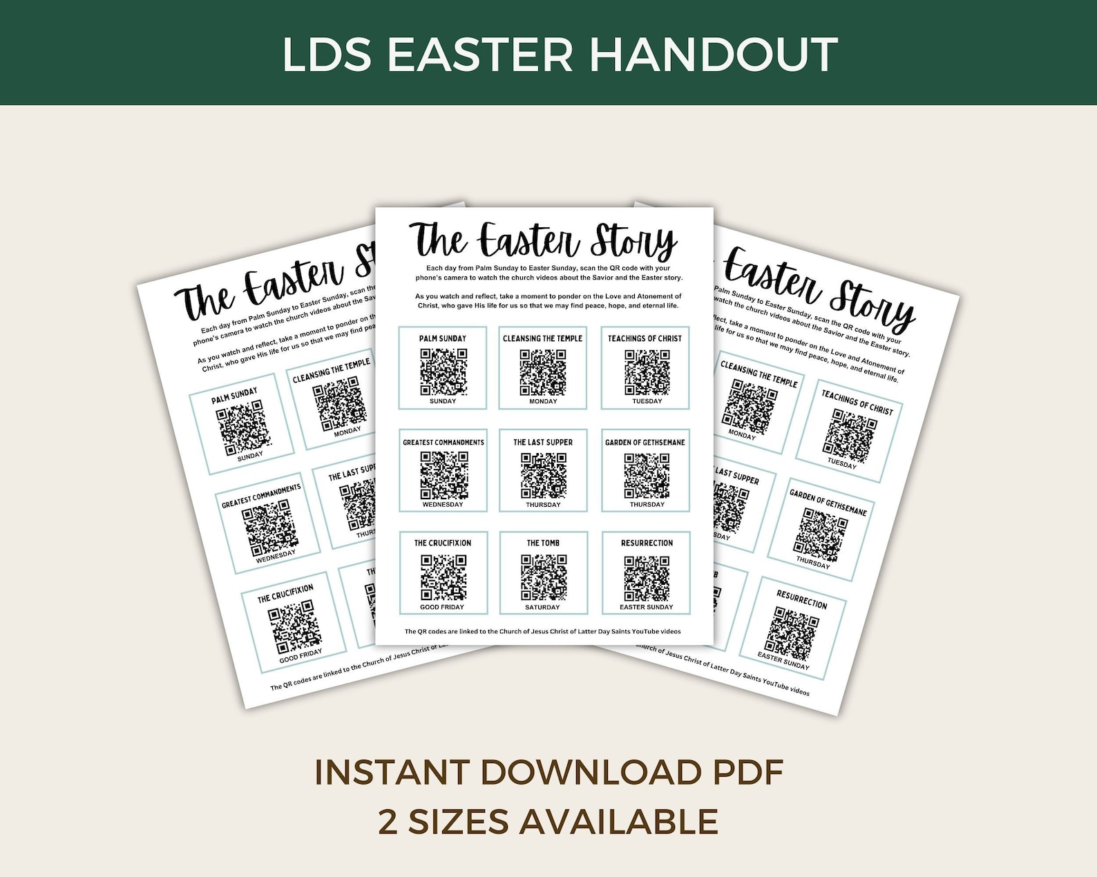 LDS Easter Handout, LDS Easter Videos Countdown QR Code Handout, Youth ...