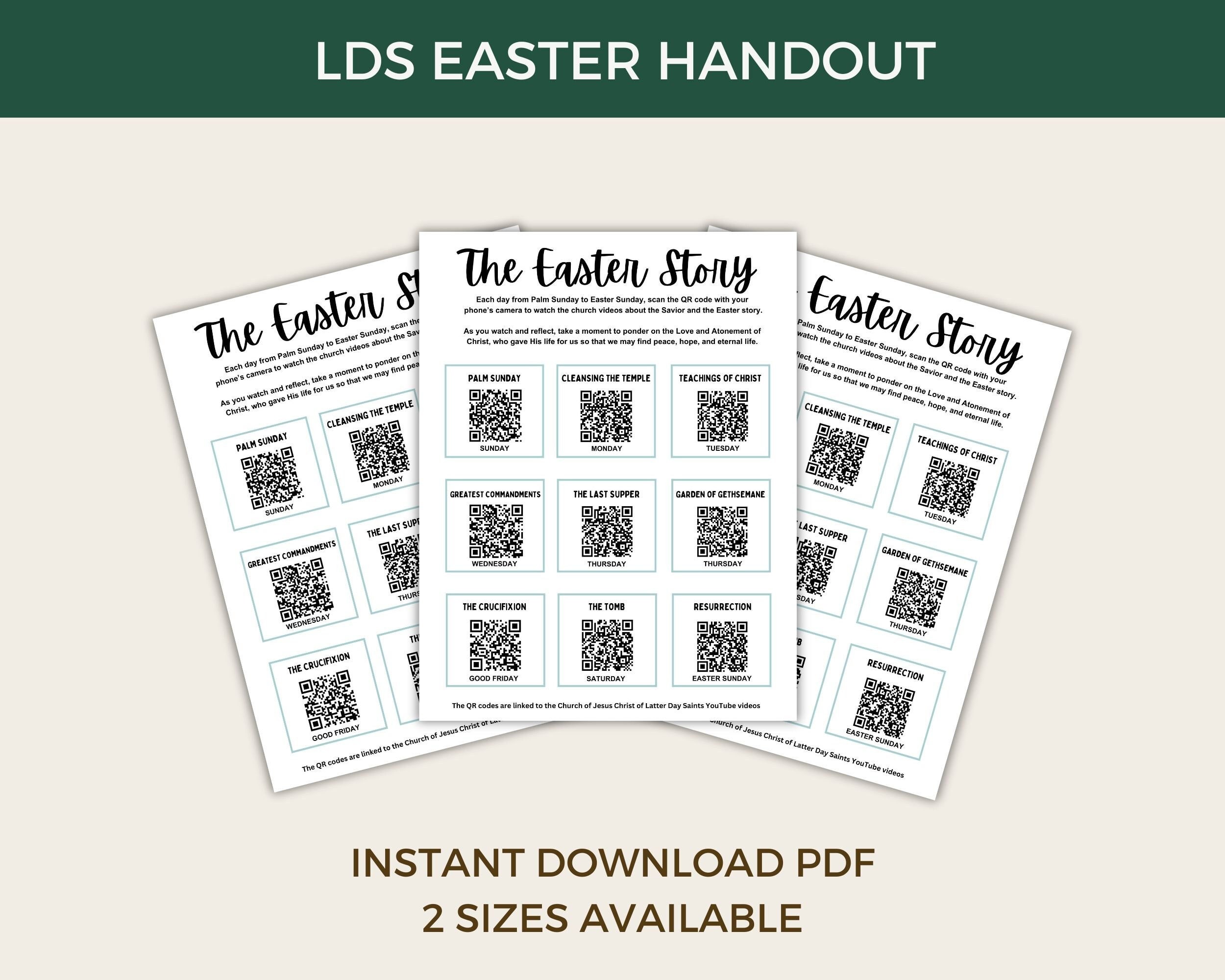 LDS Easter Handout, LDS Easter Videos Countdown QR Code Handout, Youth ...